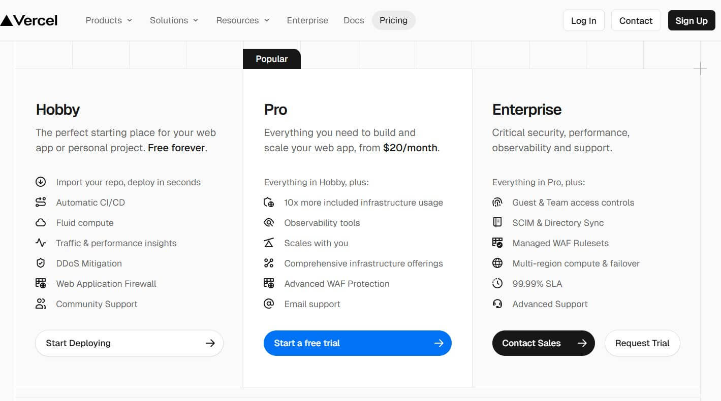 Vercel Pricing Changes - PriceTimeline