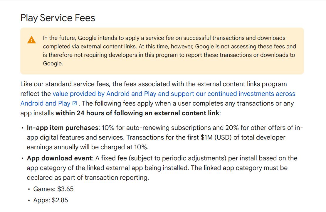 Google Play Update on Introducing Charges For External App Downloads ...