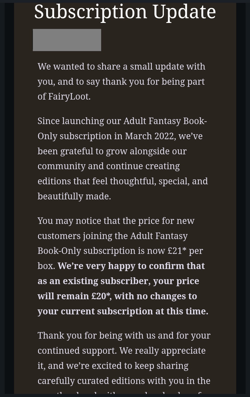 FairyLoot Update on Subscription Price Increase - PriceTimeline